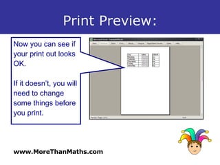 Spreadsheets Page Setup And Printing | PPT
