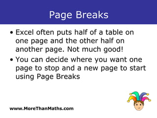 Spreadsheets Page Setup And Printing | PPT