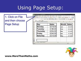 Spreadsheets Page Setup And Printing | PPT