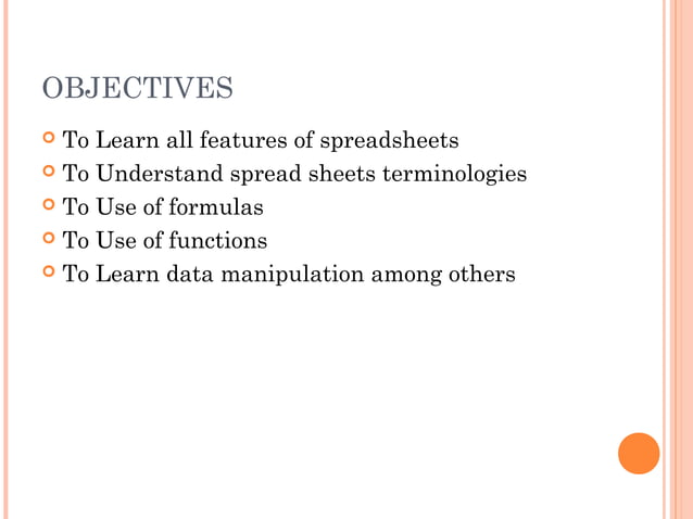 Spreadsheets[1] | PPT