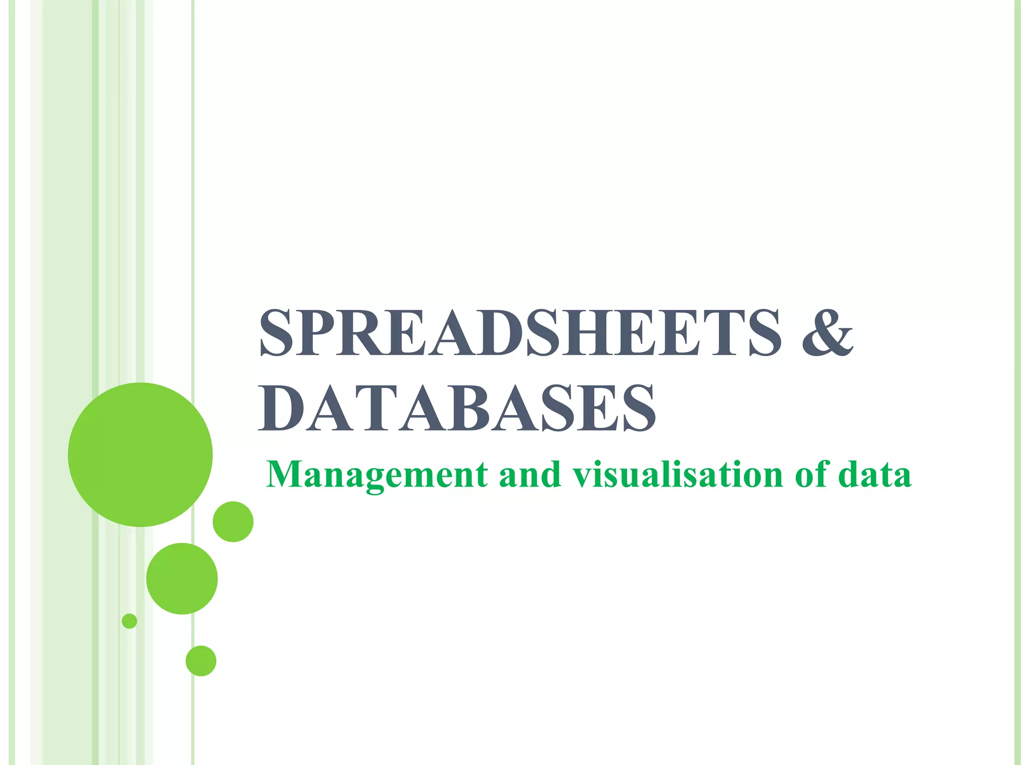 Spreadsheets & Databases | PPT