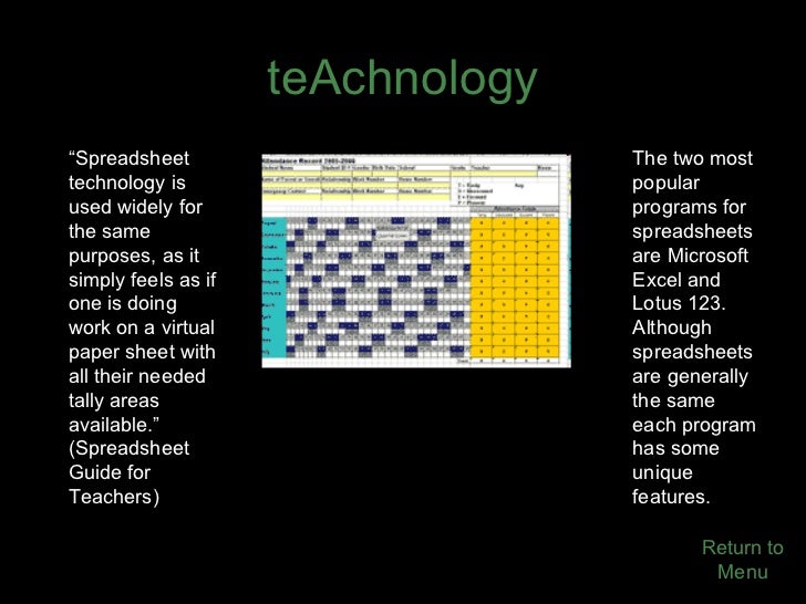 Spreadsheets in education
