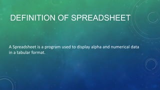Spreadsheet software | PPTX