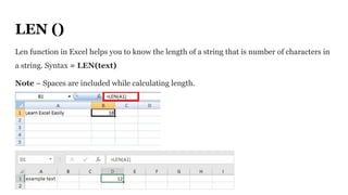 Spreadsheet text functions | PDF