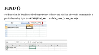 Spreadsheet text functions | PDF