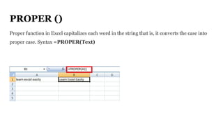 Spreadsheet text functions | PDF