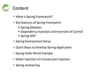 Spring framework | PPTX | Programming Languages | Computing