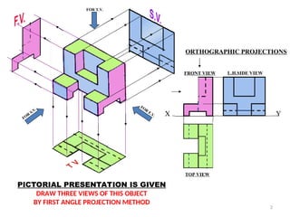 orthographic projection using 1st angle method for 1st year degree ...