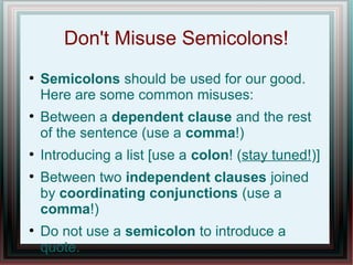 Semicolons | PPT