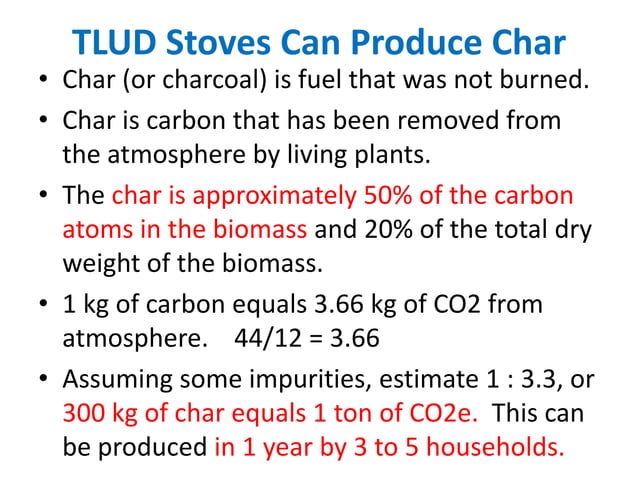 Innovative Funding of Biochar Production by TLUD Gasifier Stoves | PPT