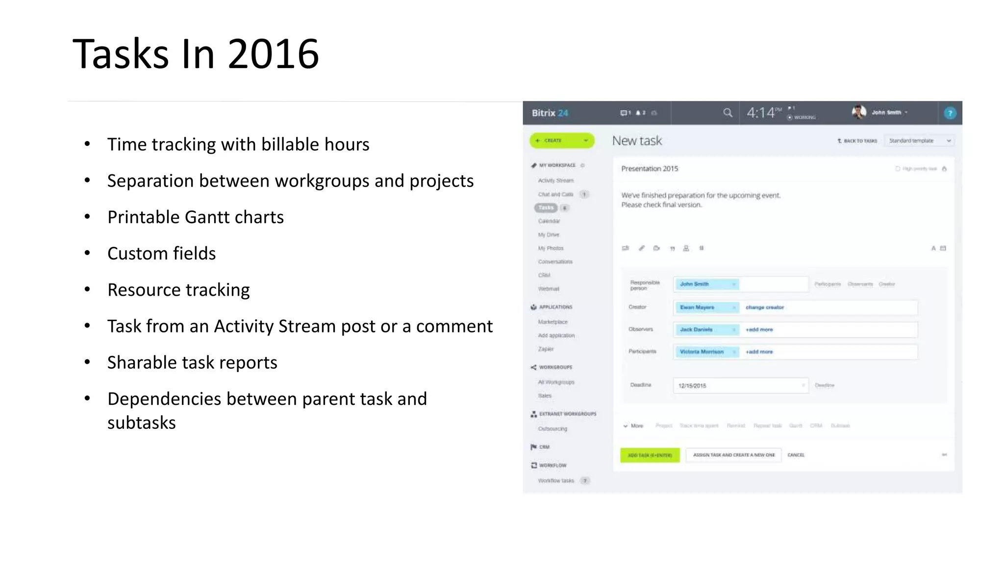 Bitrix24 Roadmap For 2016 | PPTX | Email | Internet