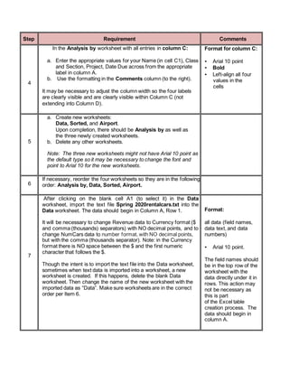 Spring 2020 excel project #1 instructions | PDF
