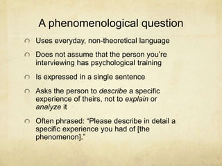 Phenomenological Psychological Research-Class Orientation | PPT