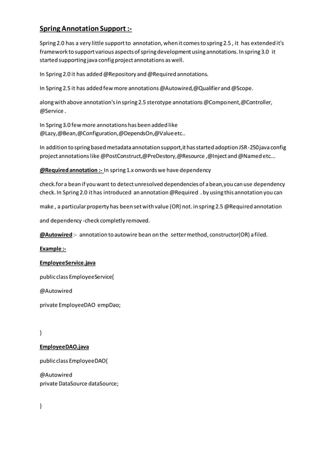 Spring annotations notes | PDF