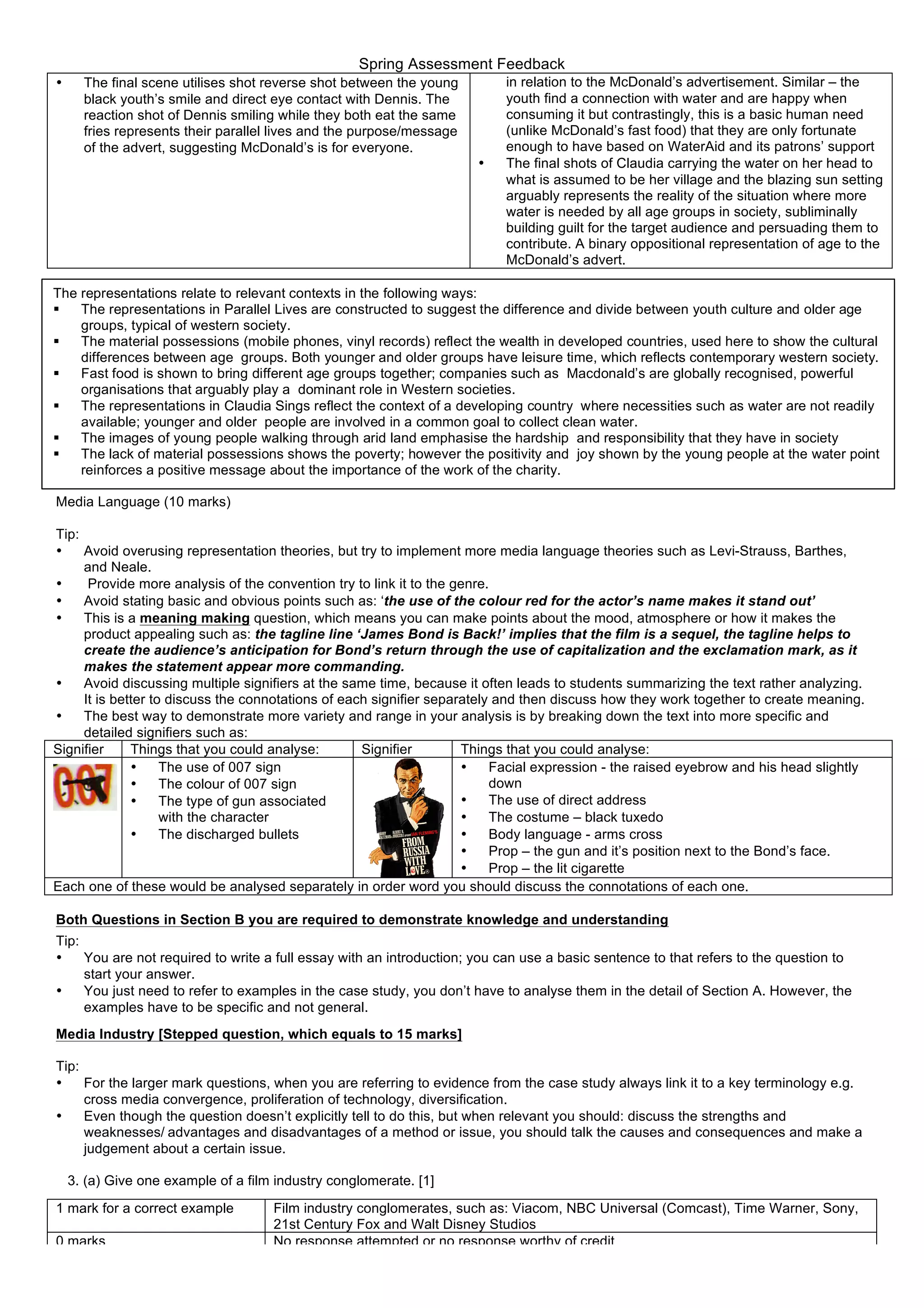 Spring Assessment Feedback | PDF