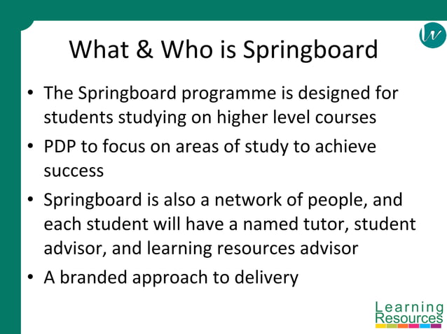 Springboard at West Cheshire College | PPT