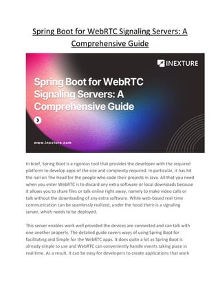 Spring Boot for WebRTC Signaling Servers: A Comprehensive Guide | PDF