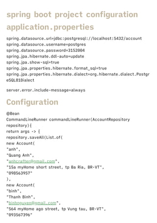 spring boot project configuration - cấu hình | PDF | Technology & Computing