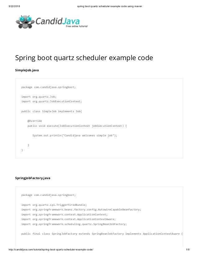 Spring Boot Quartz Scheduler Example Spring Boot Quartz Scheduler Example