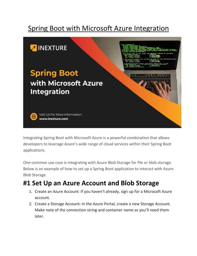 Spring Boot with Microsoft Azure Integration.pdf | Cloud Computing | Internet