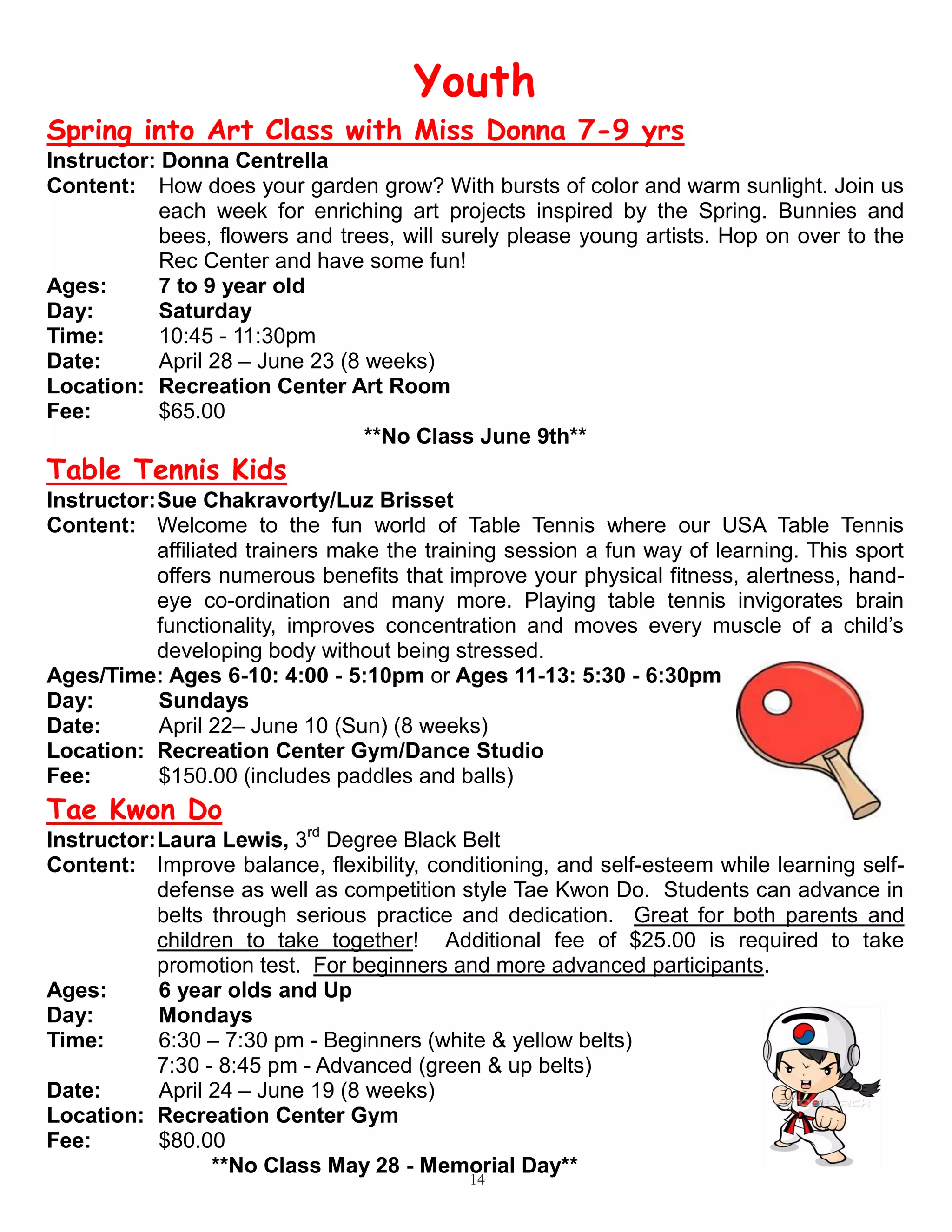 Leonia Recreation Spring Brochure 2018 | PDF