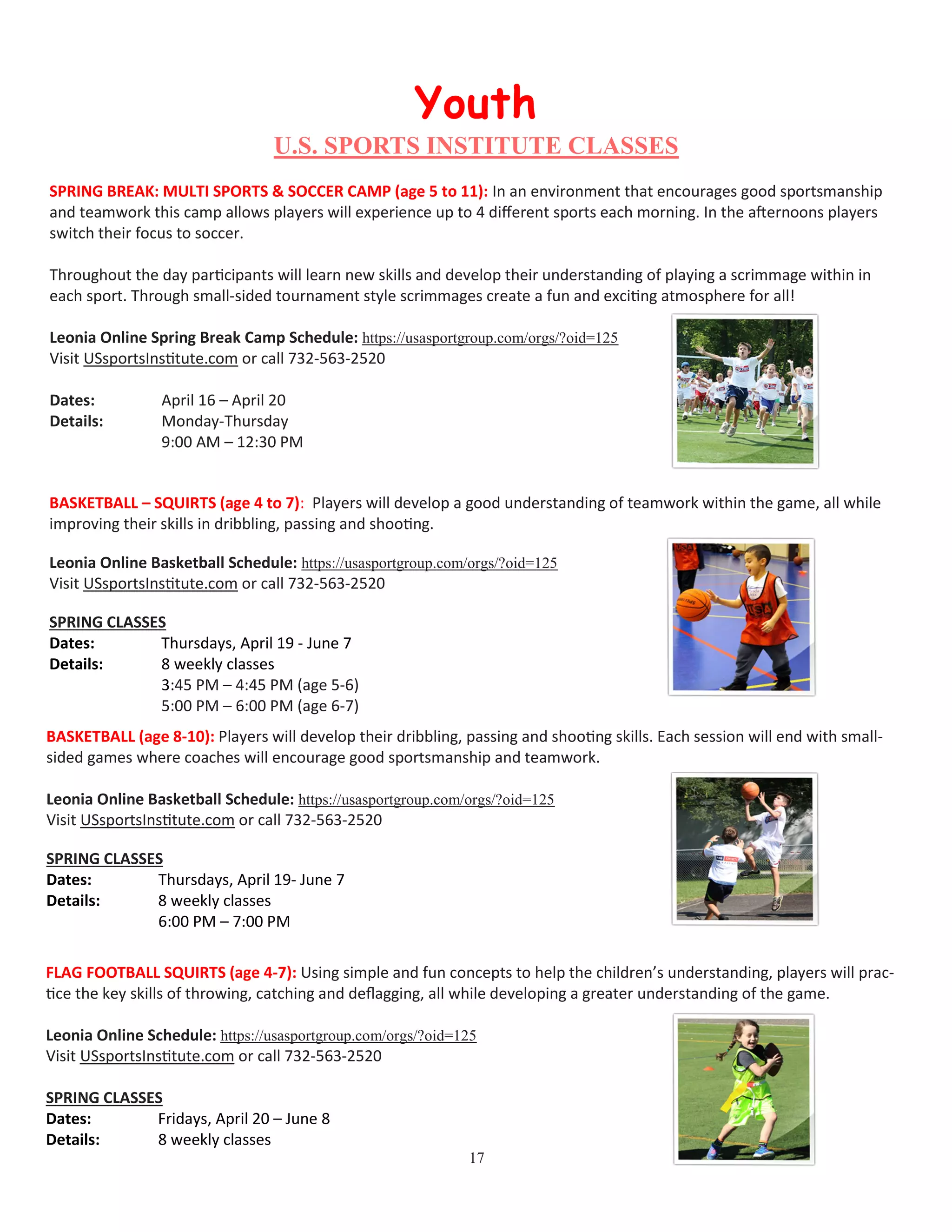 Leonia Recreation Spring Brochure 2018 | PDF