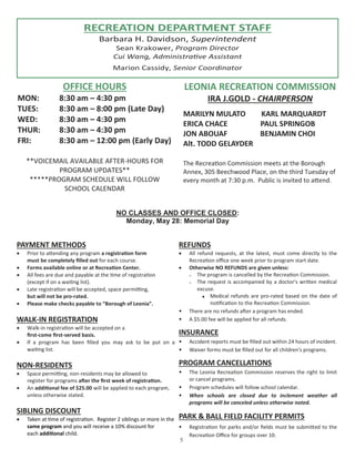 Leonia Recreation Spring Brochure 2018 | PDF