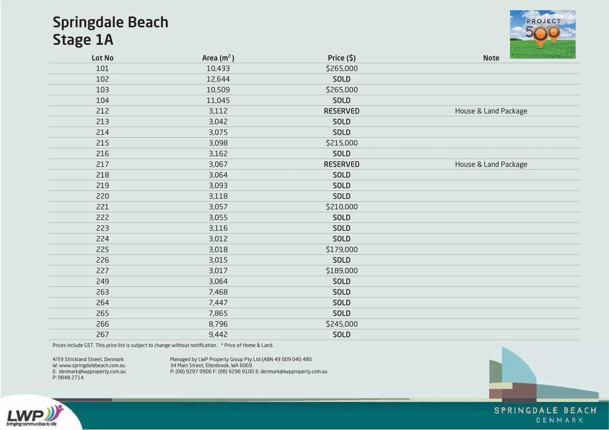 Springdale Beach Plan and Price list | PDF