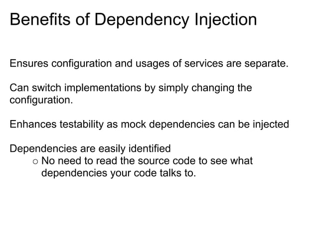 Introduction to Spring's Dependency Injection | PPT