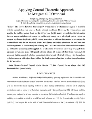 Applying Control Theoretic Approach To Mitigate SIP Overload | PDF