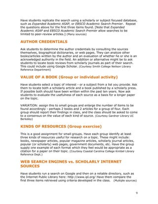 STCC Library Information Literacy Assignment Tips 2017 | PDF | Homework ...