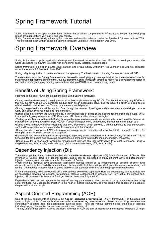 Spring Framework Pdf
