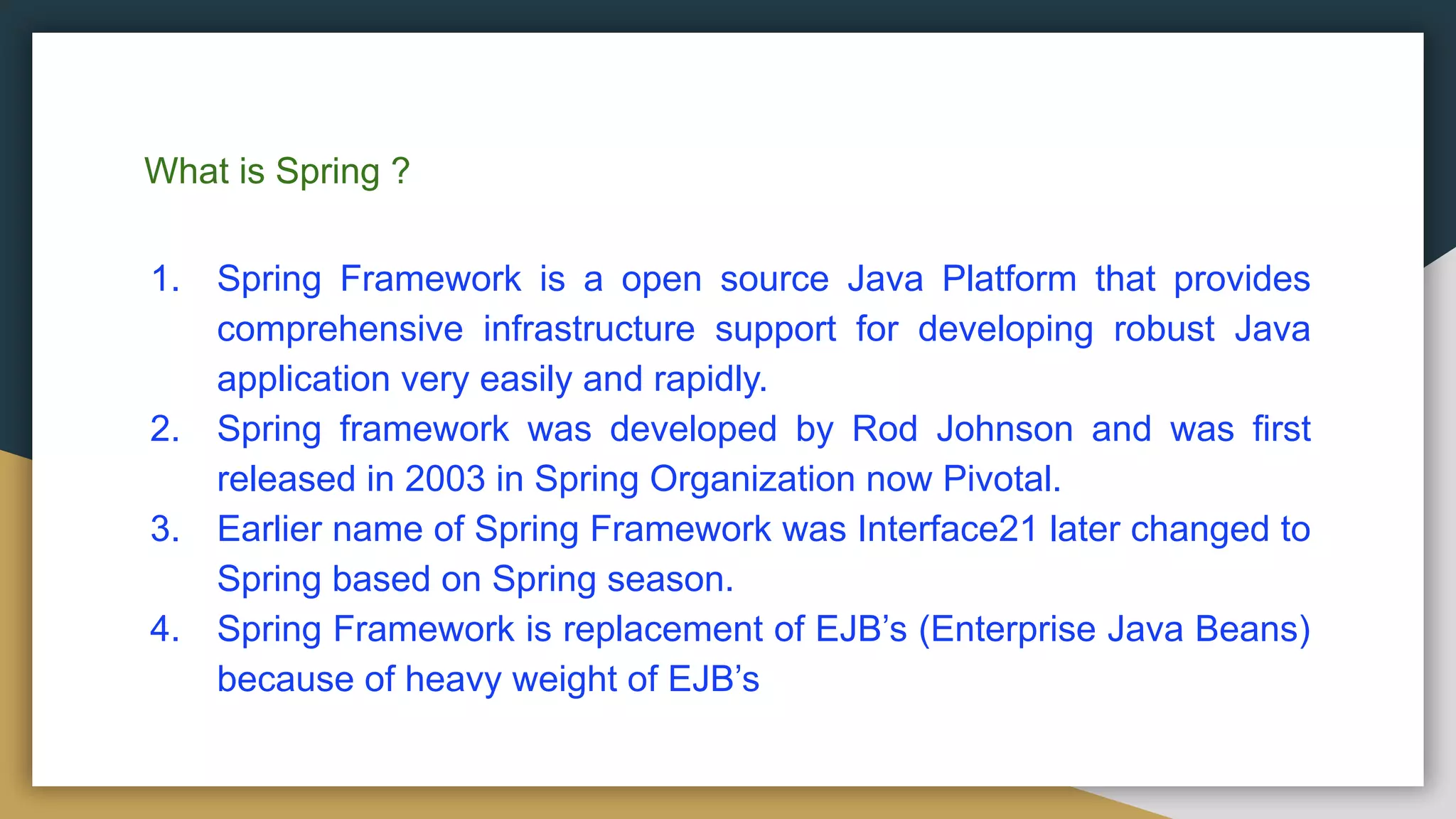Spring Framework Introduction Ppt