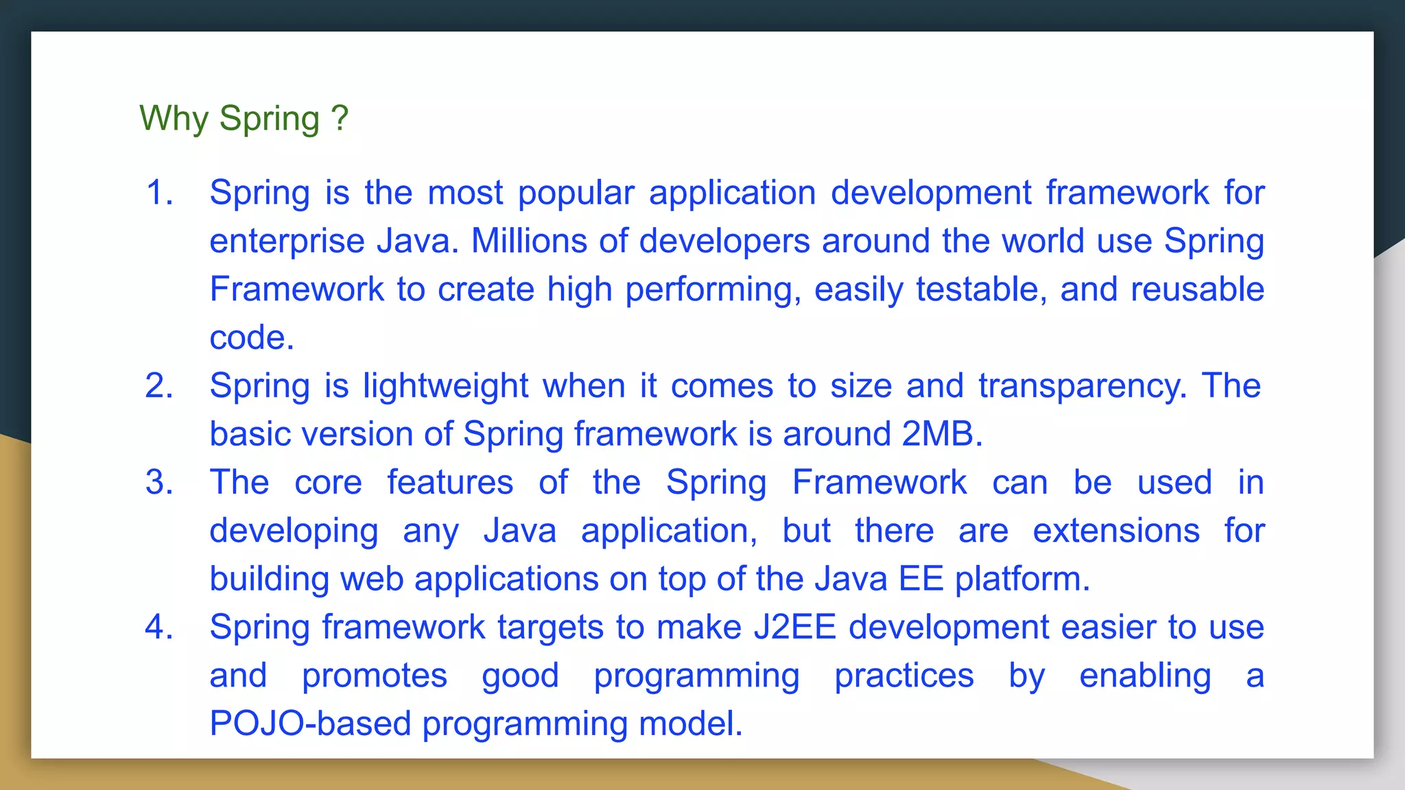 Spring framework Introduction | PPT
