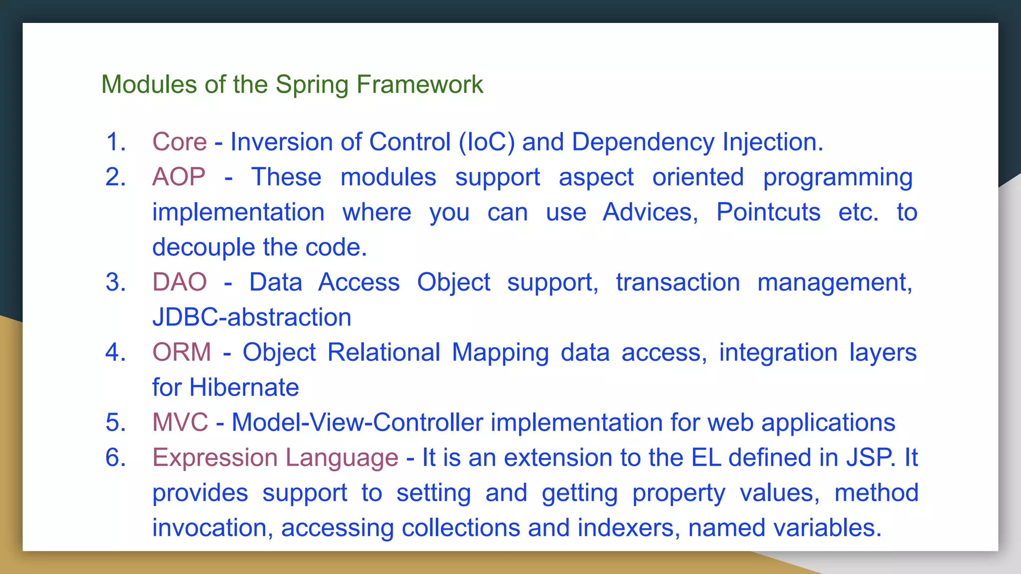Spring framework Introduction | PPT
