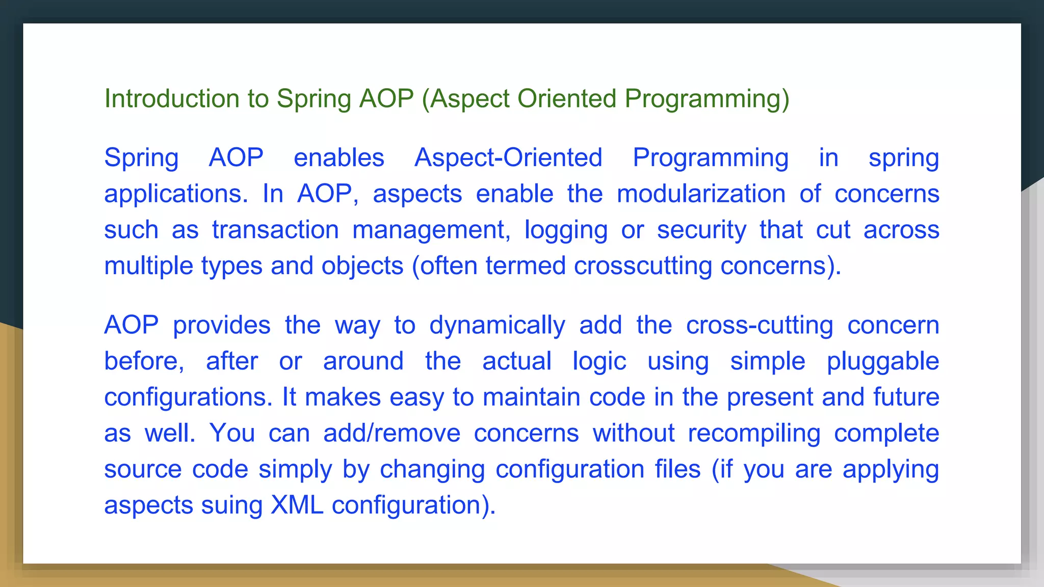 Spring framework AOP | PPT Spring framework AOP | PPT