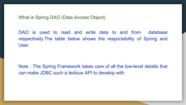 Spring Framework Dao Ppt
