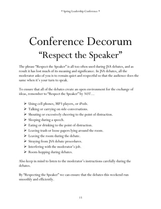 JSA Spring Leadership Conference Agenda | DOC