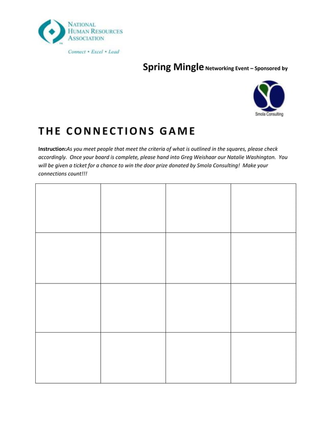 Spring mingle networking event the connections game | PDF