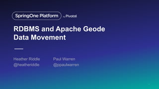 RDBMS and Apache Geode Data Movement: Low Latency ETL Pipeline By Using Cloud-Native Event ...
