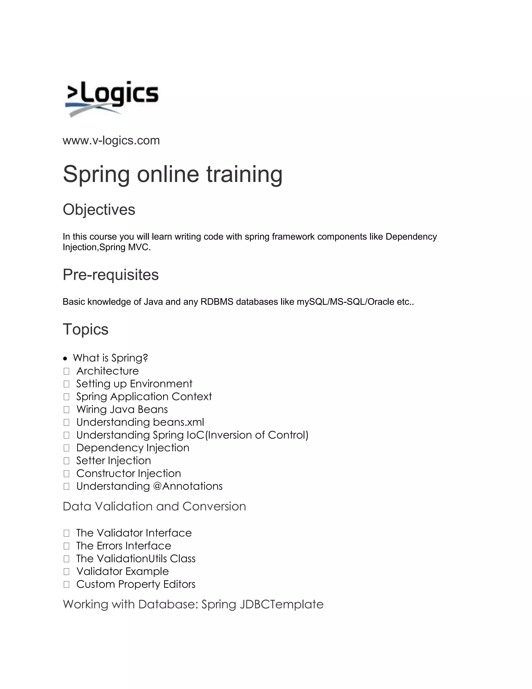 Spring online training | PDF