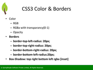 SpringPeople Introduction to HTML5 & CSS3 | PDF