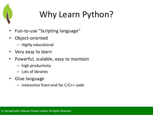 SpringPeople Introduction to Programming with Python