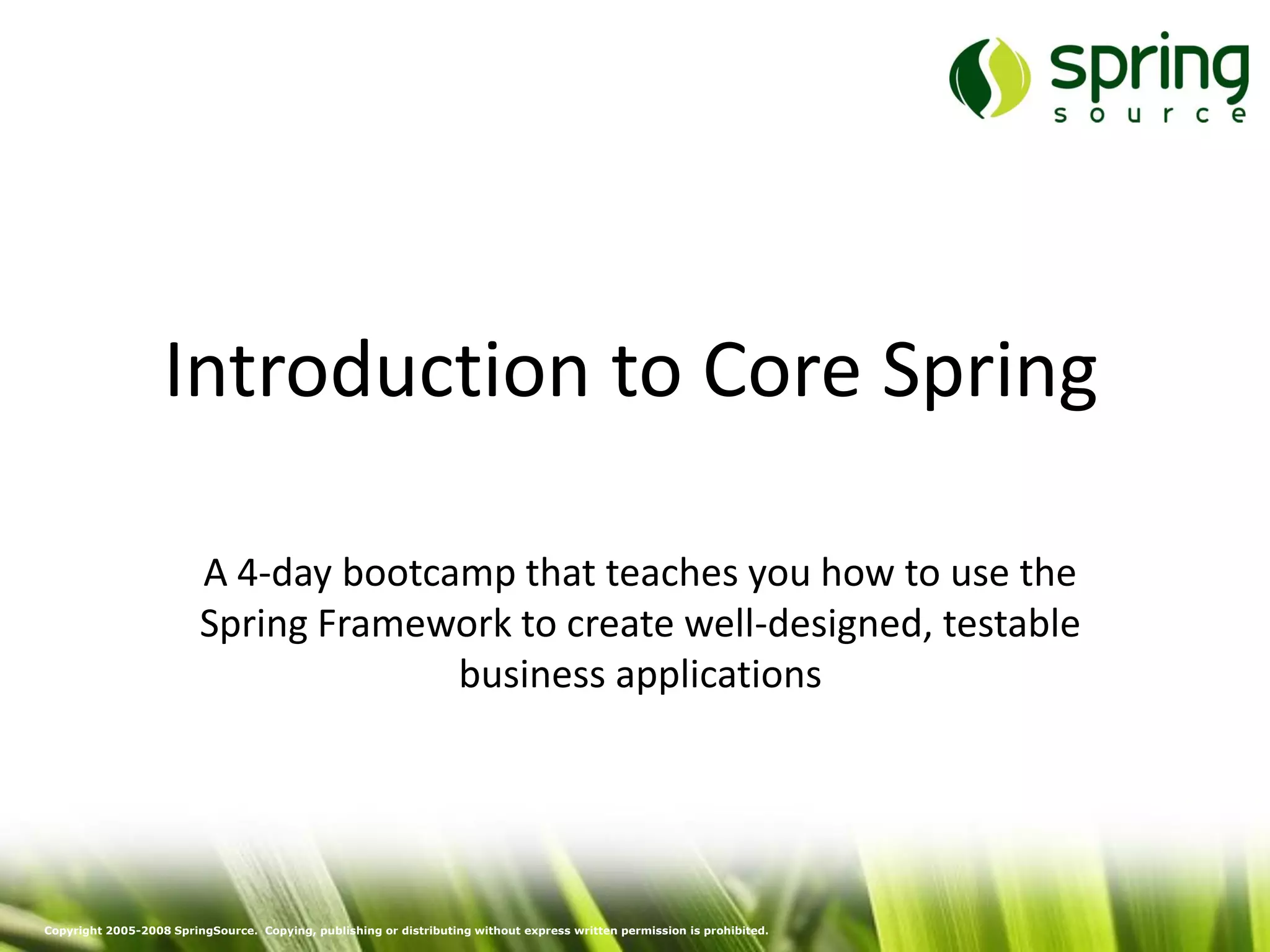 SpringPeople Introduction to Spring Framework | PPT