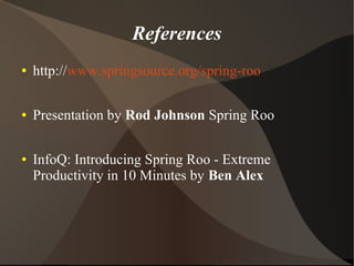 Spring roo for entrepreneurs | PPT