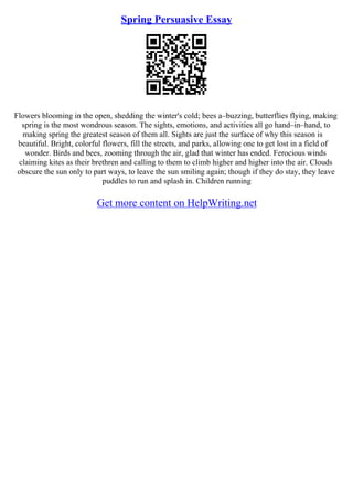 Spring Season Essay For Kids | PDF