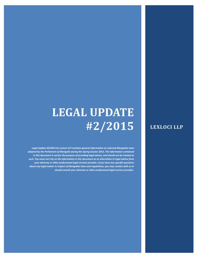 Spring session 2015 new laws of mongolia (by lex loci) | PDF