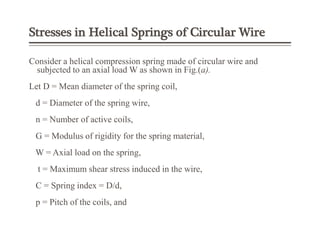 Mechanical Springs - stresses & Deflection of compression springs | PPTX