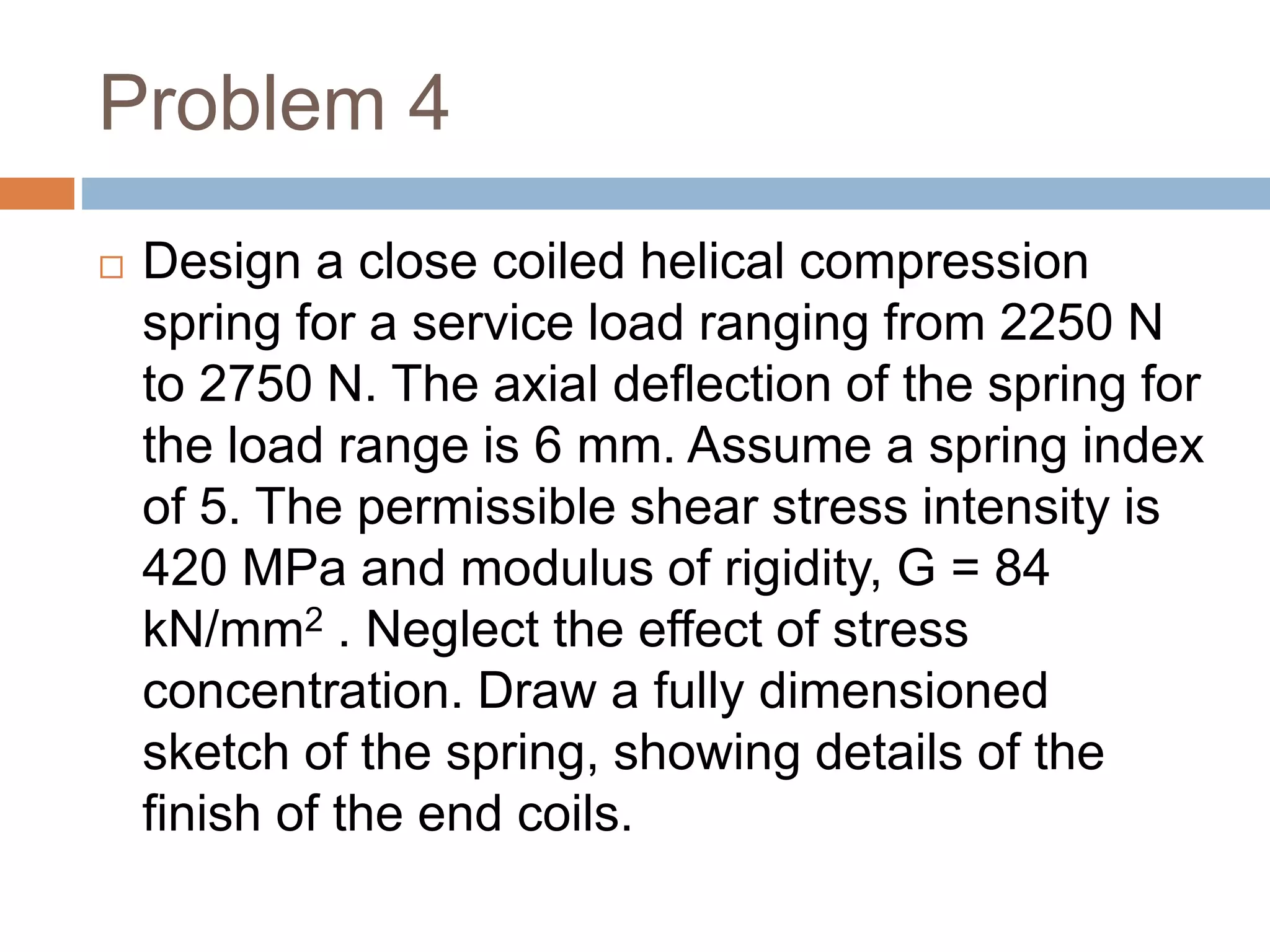 Mechanical Springs lecture 3 problems 1 | PPTX