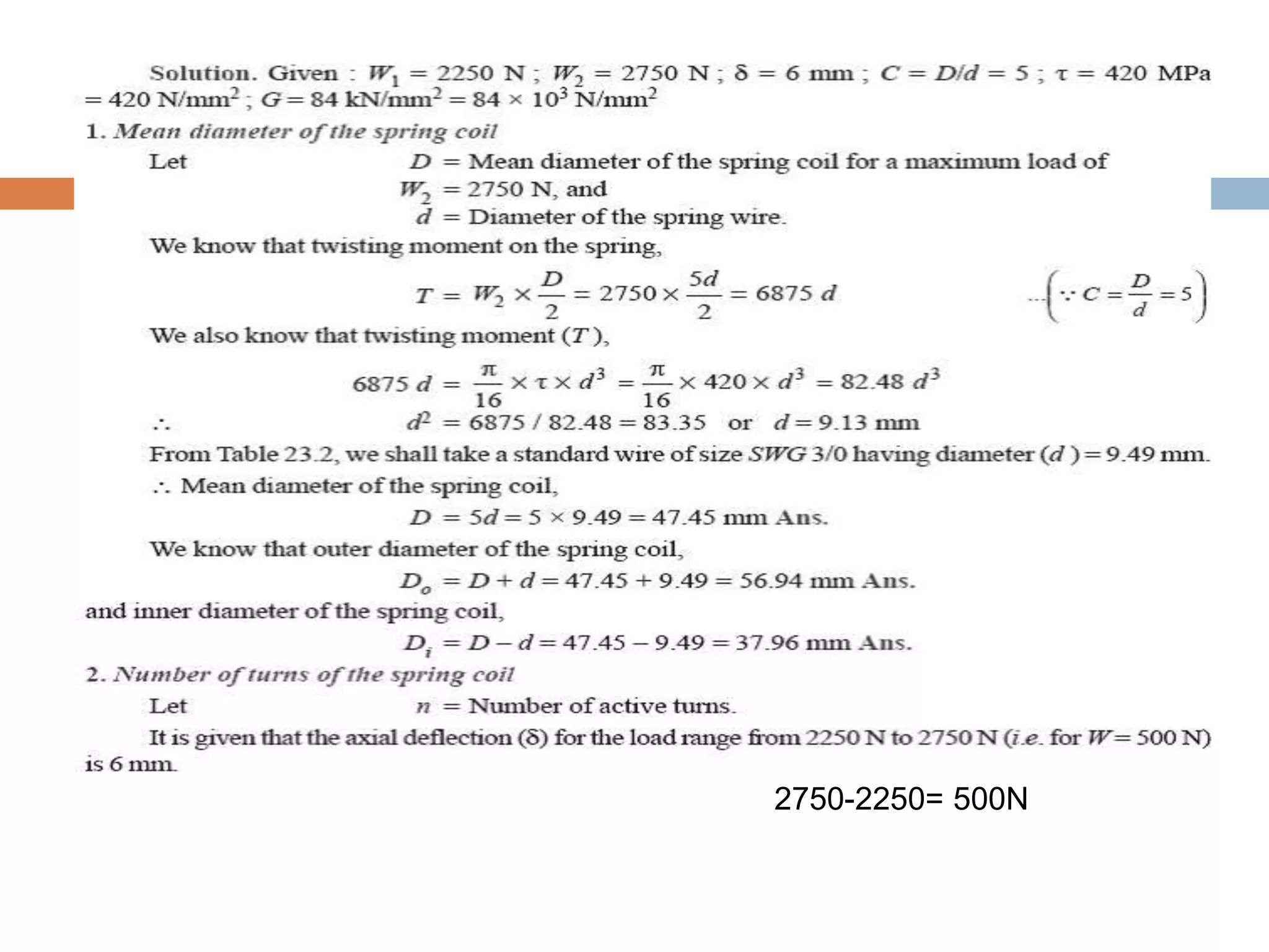 Mechanical Springs lecture 3 problems 1 | PPTX